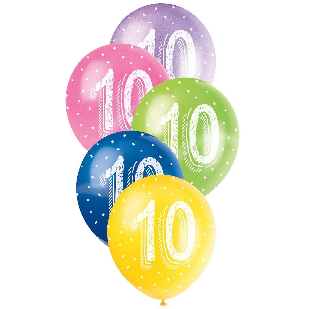 10th Birthday Pearl Latex Balloons 30cm (12") 5pk Assorted Colours ...