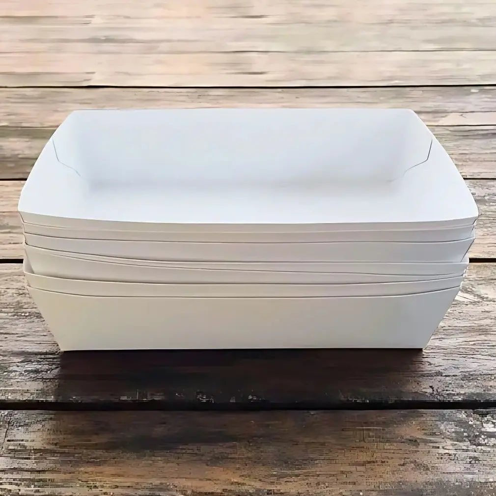 White Paper Food Trays 8pk 21cm x 13cm - NextParty